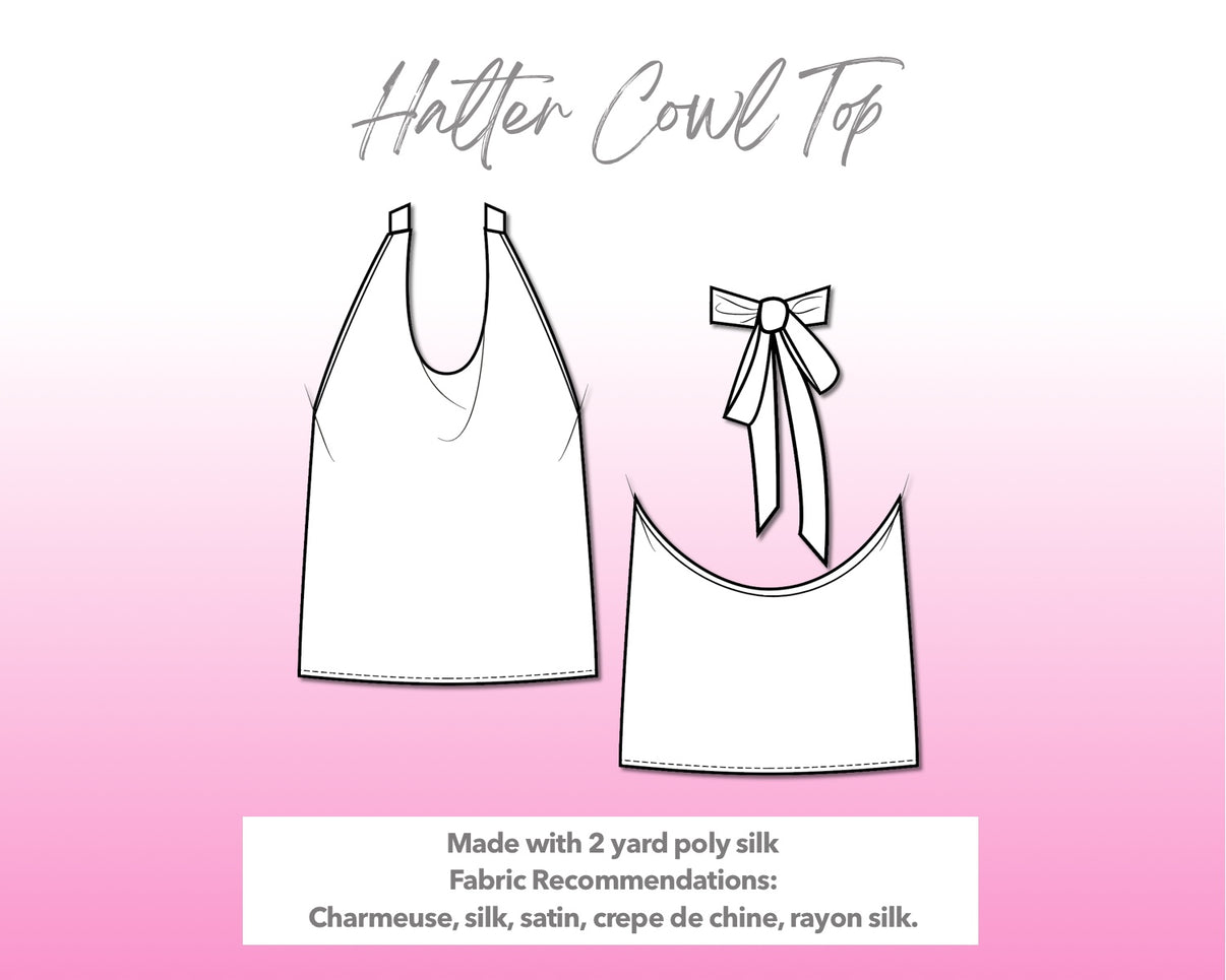 Back Tie Halter Cowl Top Sewing Pattern – Patterns For Less