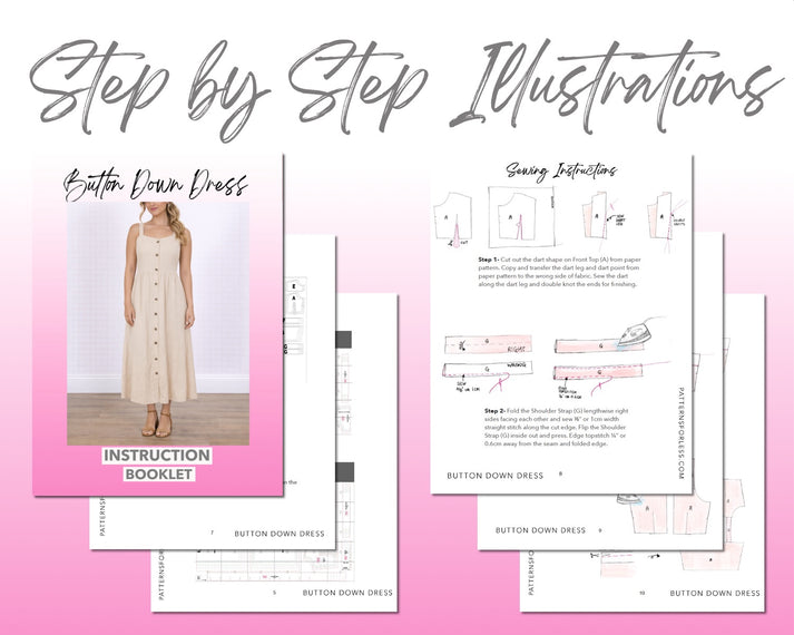 Button Down Sweetheart Long Dress Sewing Pattern – Patterns For Less