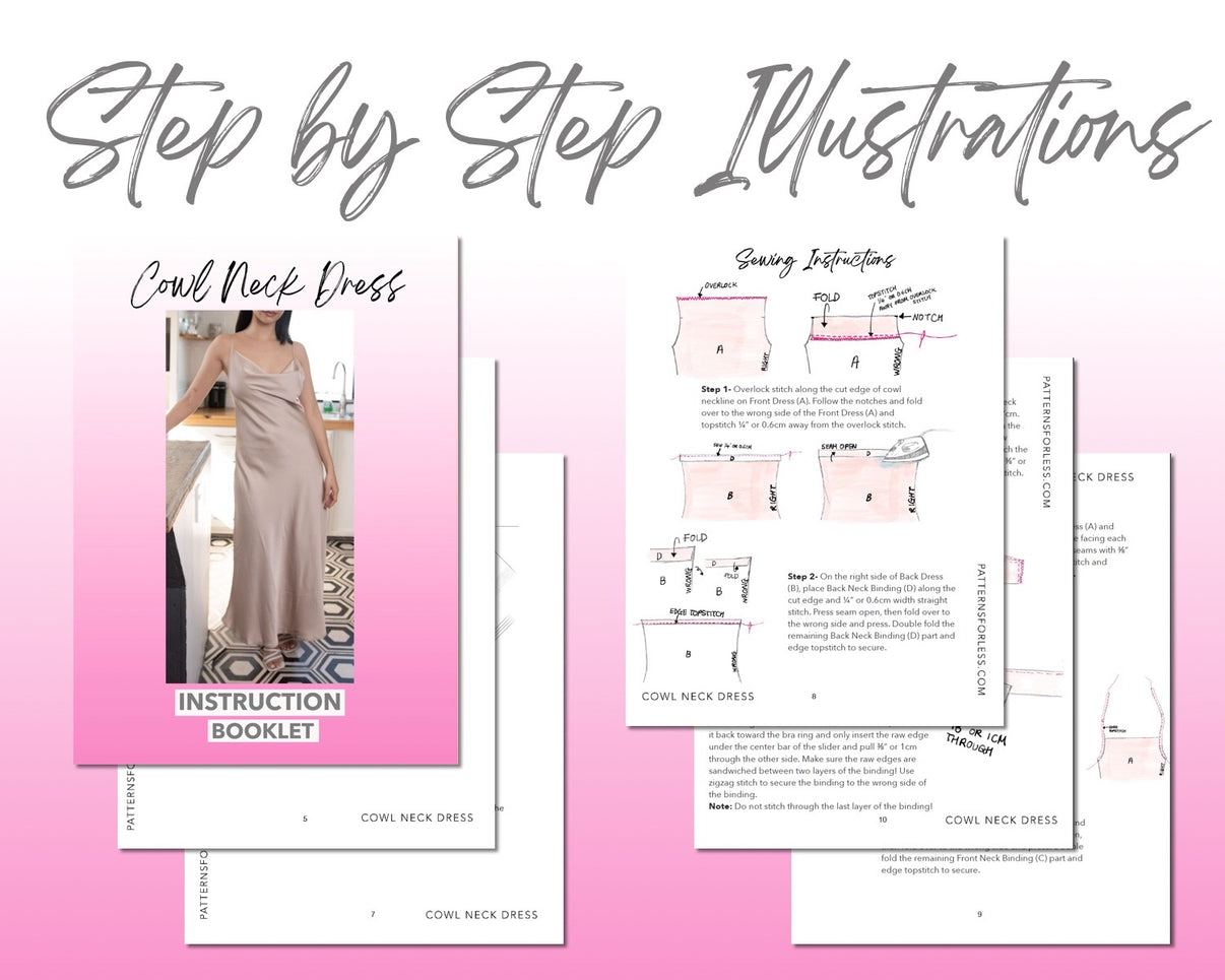 Cowl Neck Midi Dress Sewing Pattern – Patterns For Less