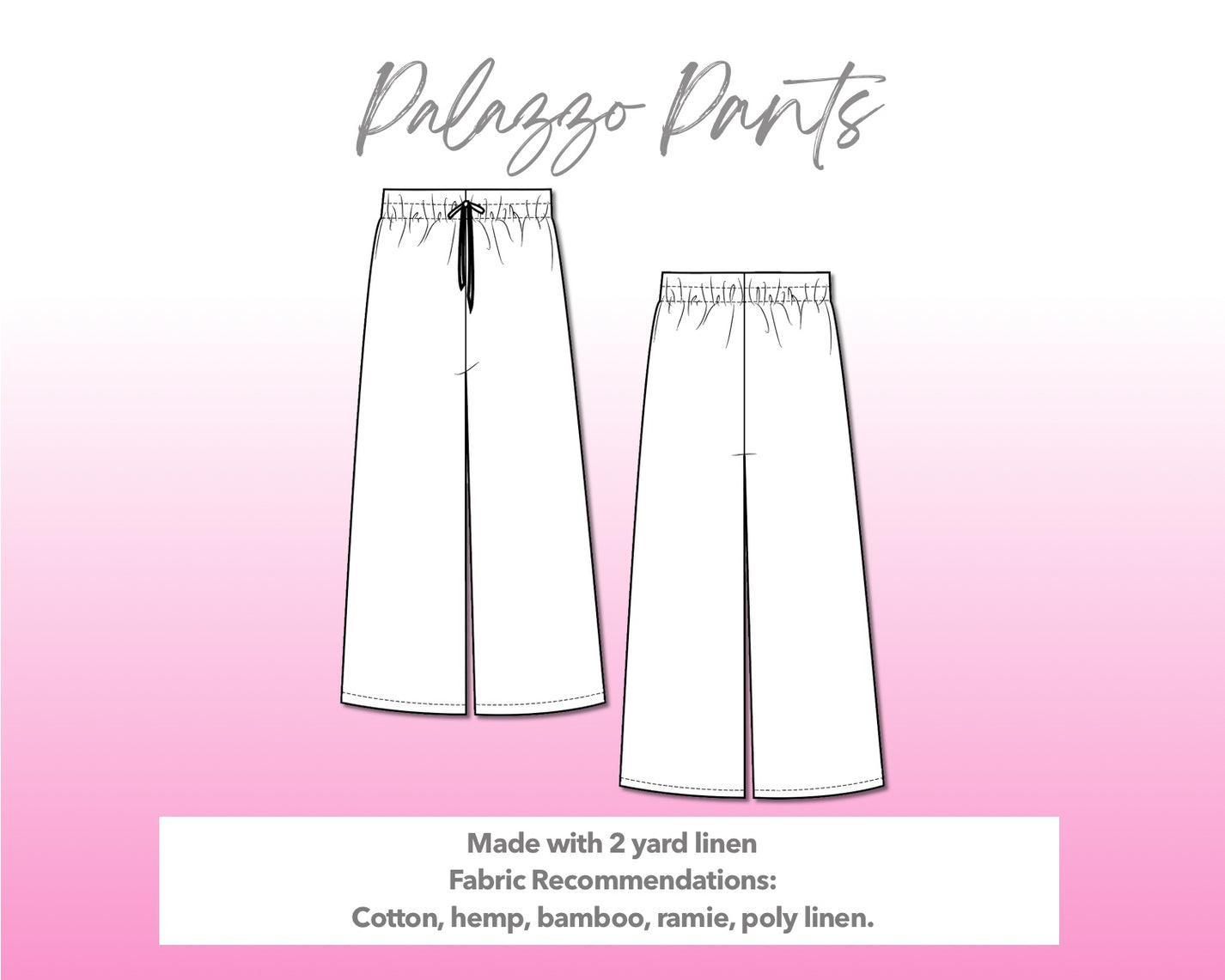 Drawstring Palazzo Pants Sewing Pattern – Patterns For Less