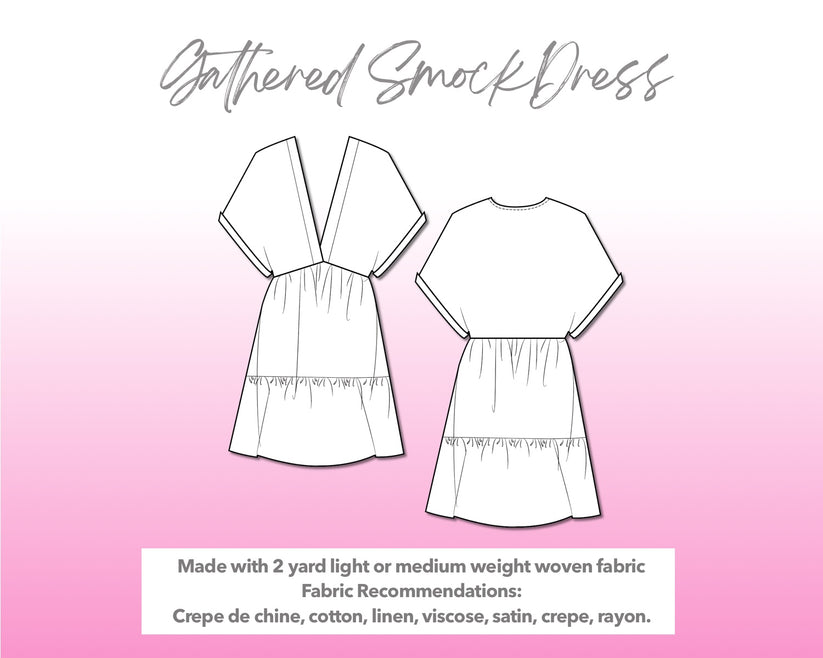 Gathered Smock Tunic Mini Dress Sewing Pattern – Patterns For Less