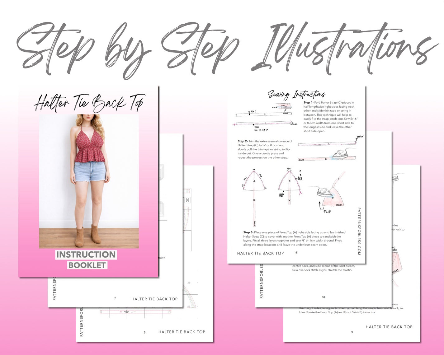 Halter Tie Back Peplum Top Sewing Pattern – Patterns For Less
