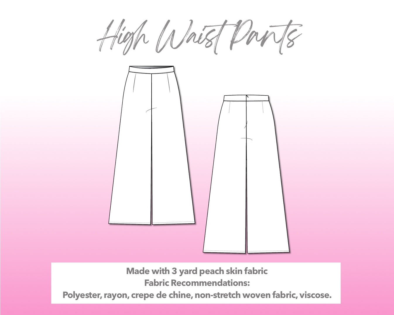 High Waist Wide Leg Pants Sewing Pattern – Patterns For Less