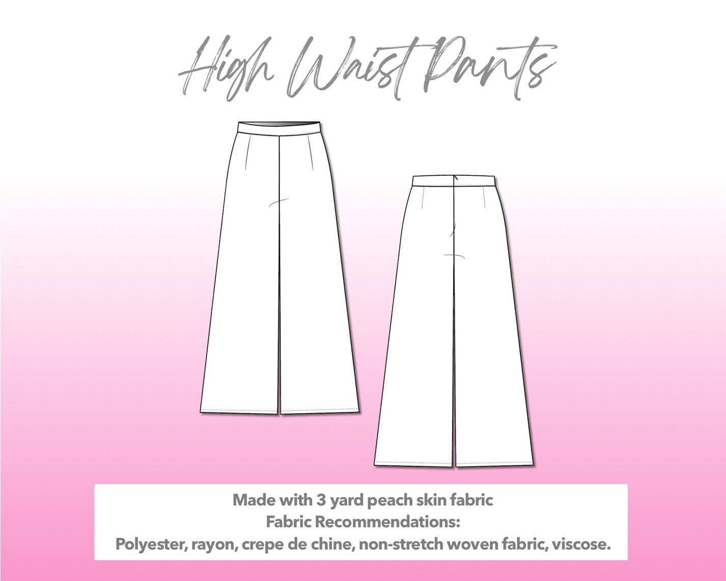 High Waist Wide Leg Pants Sewing Pattern – Patterns For Less