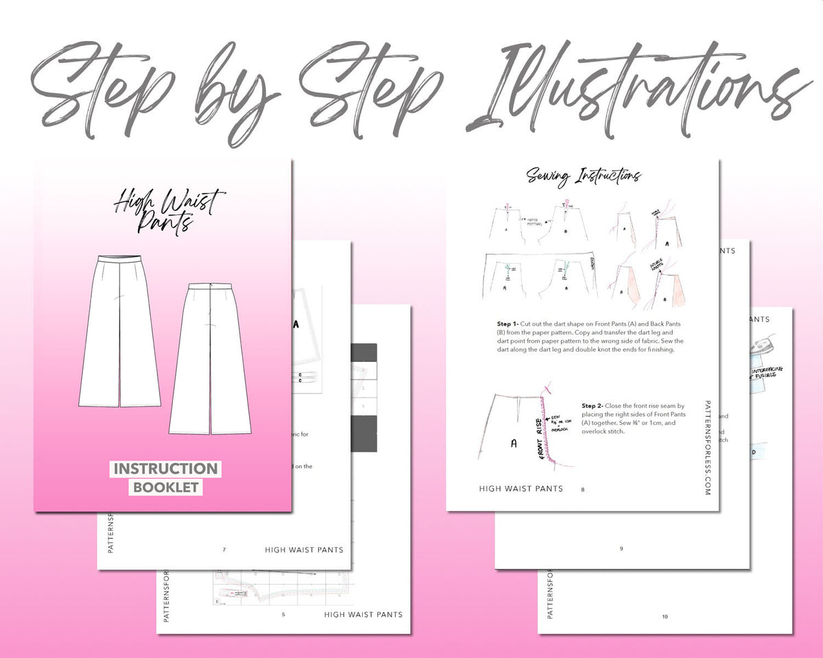 High Waist Wide Leg Pants Sewing Pattern – Patterns For Less