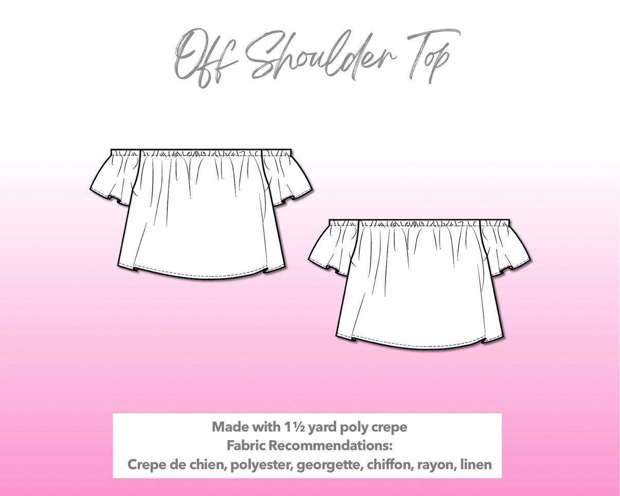 Off Shoulder Crop Top Sewing Pattern – Patterns For Less