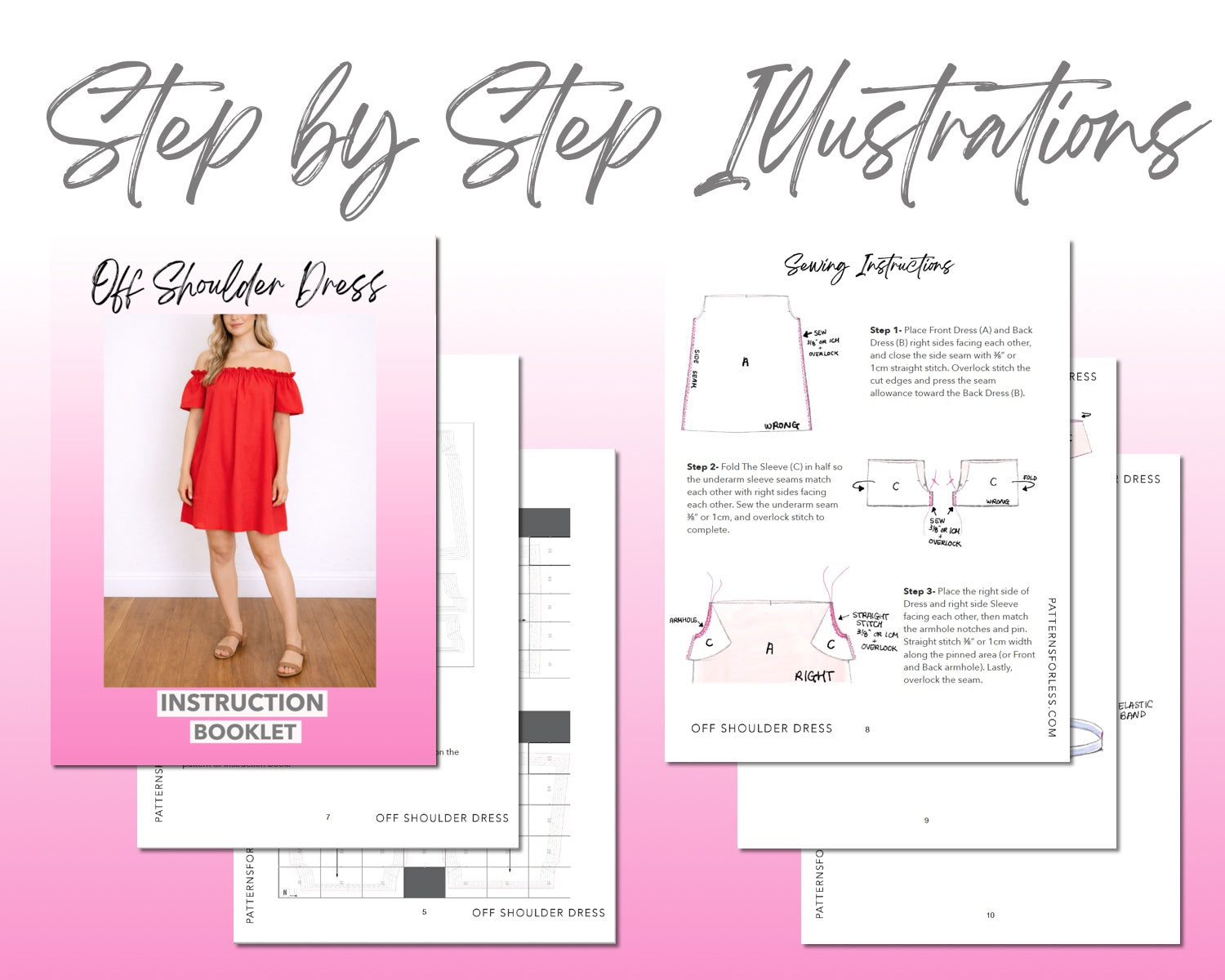 Off Shoulder Mini Dress Sewing Pattern – Patterns For Less