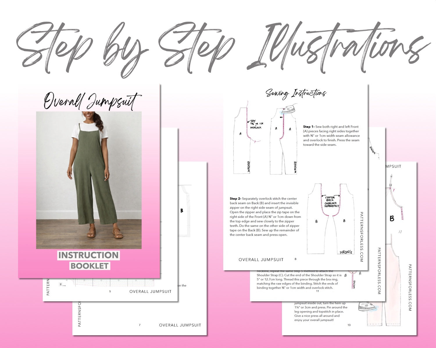 Overall Wide Leg Jumpsuit Sewing Pattern – Patterns For Less