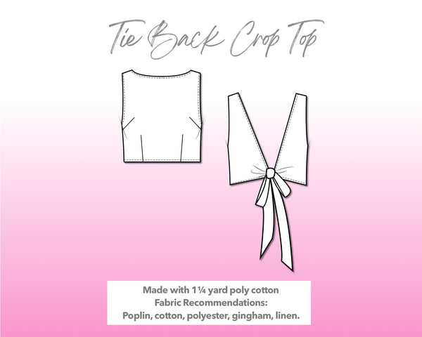 Tie Back Sleeveless Crop Top Sewing Pattern – Patterns For Less