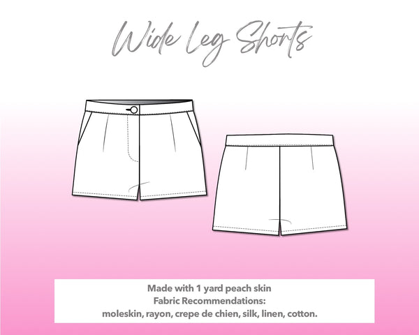 Wide Leg Pleats Shorts Sewing Pattern – Patterns For Less