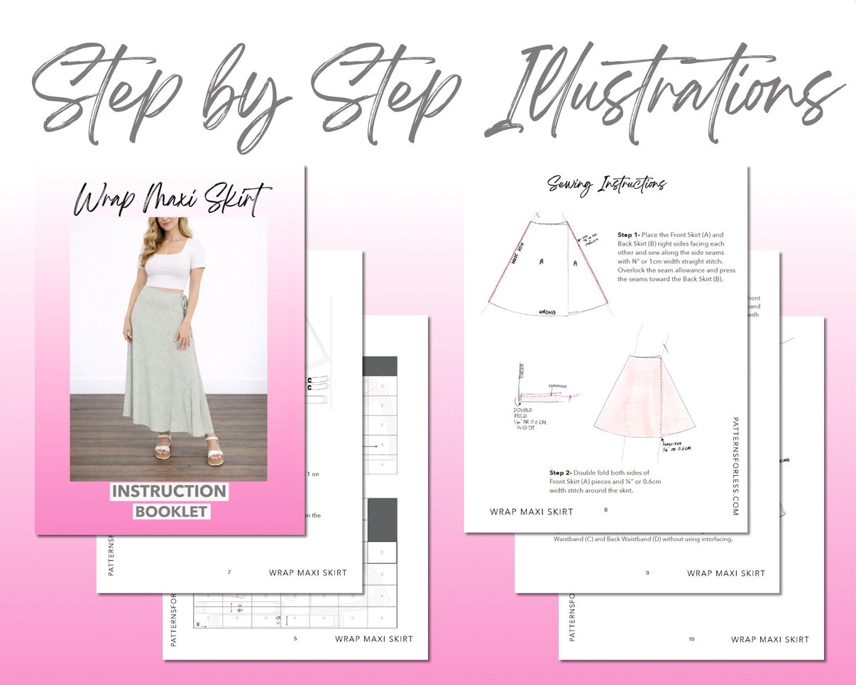 Wrap Side Tie Maxi Skirt Sewing Pattern – Patterns For Less