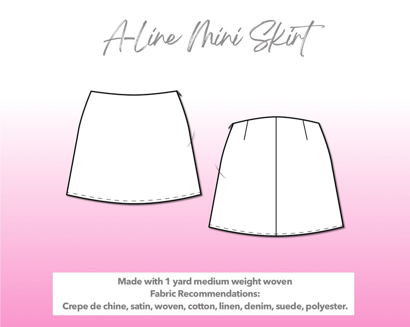 A Line Mini Skirt Sewing Pattern – Patterns For Less