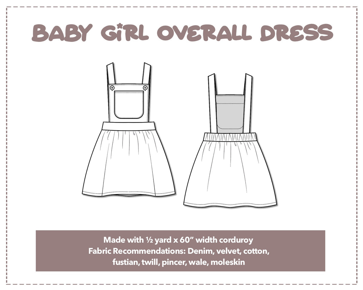 Baby Girl Overall Dress Sewing Pattern – Patterns For Less