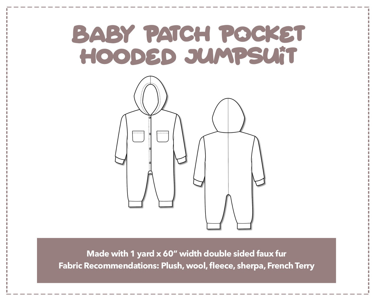 Baby Patch Pocket Hooded Jumpsuit Sewing Pattern – Patterns For Less