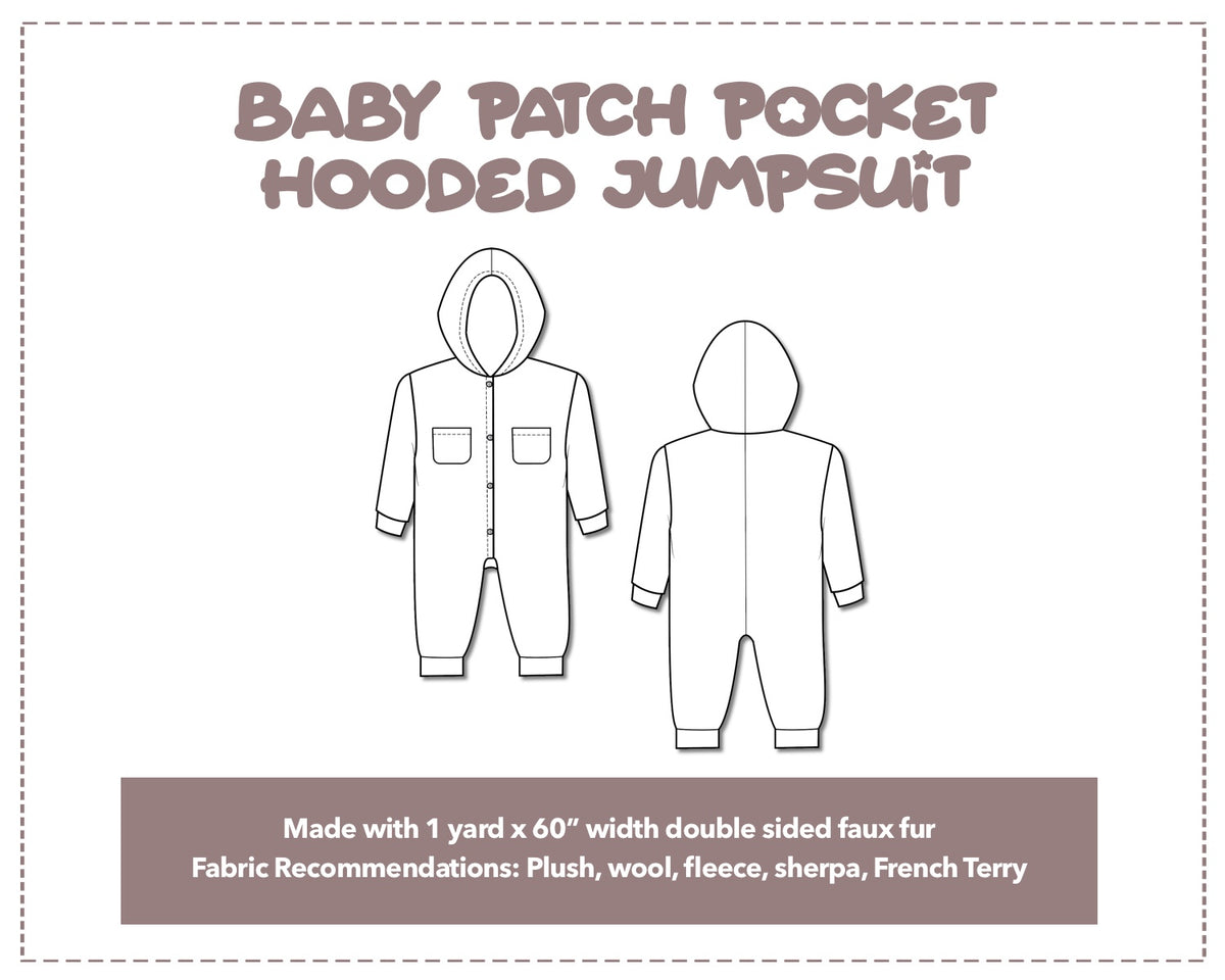 Baby Patch Pocket Hooded Jumpsuit Sewing Pattern – Patterns For Less