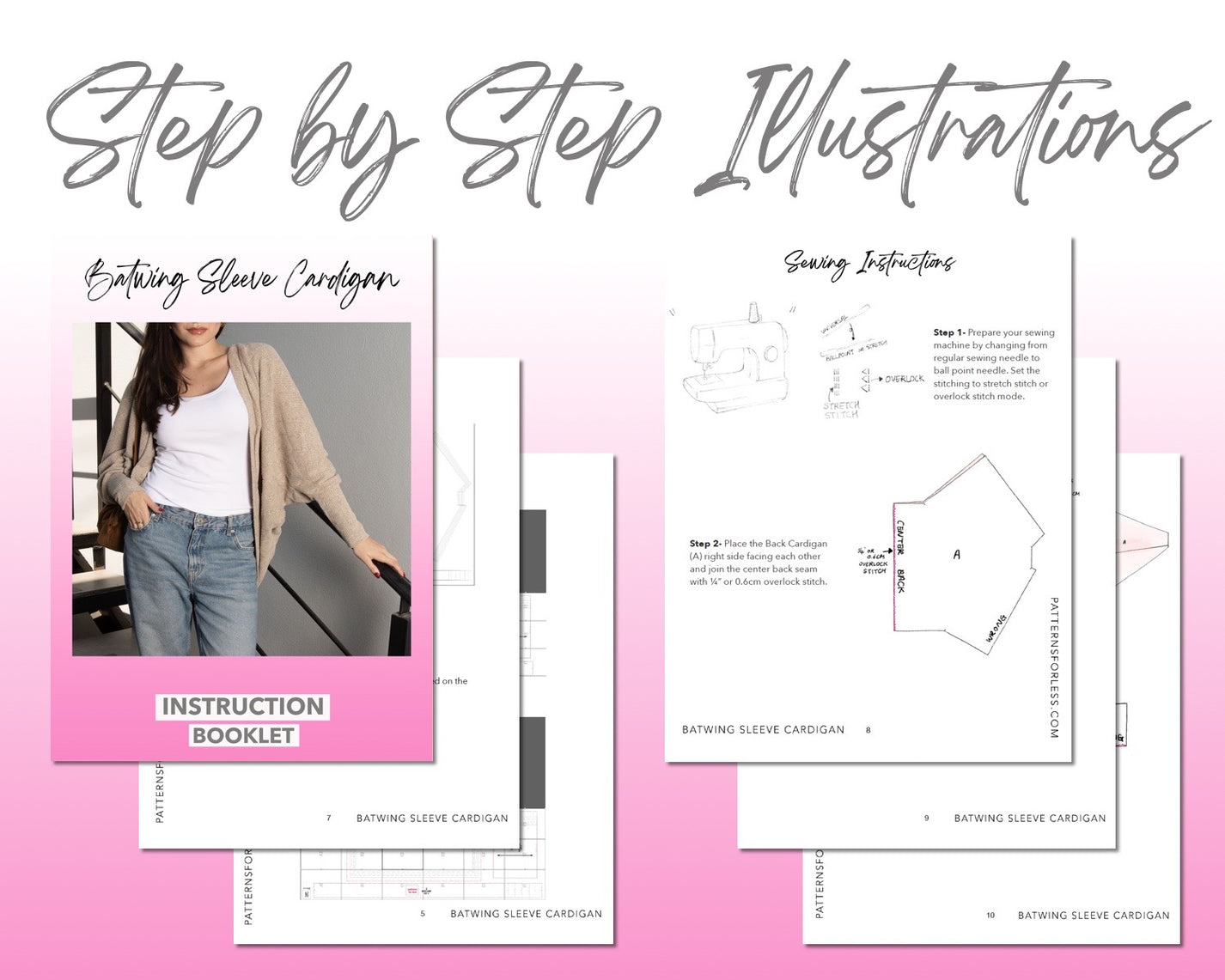 Kimono Batwing Sleeve Oversized Cardigan Sewing Pattern – Patterns For Less