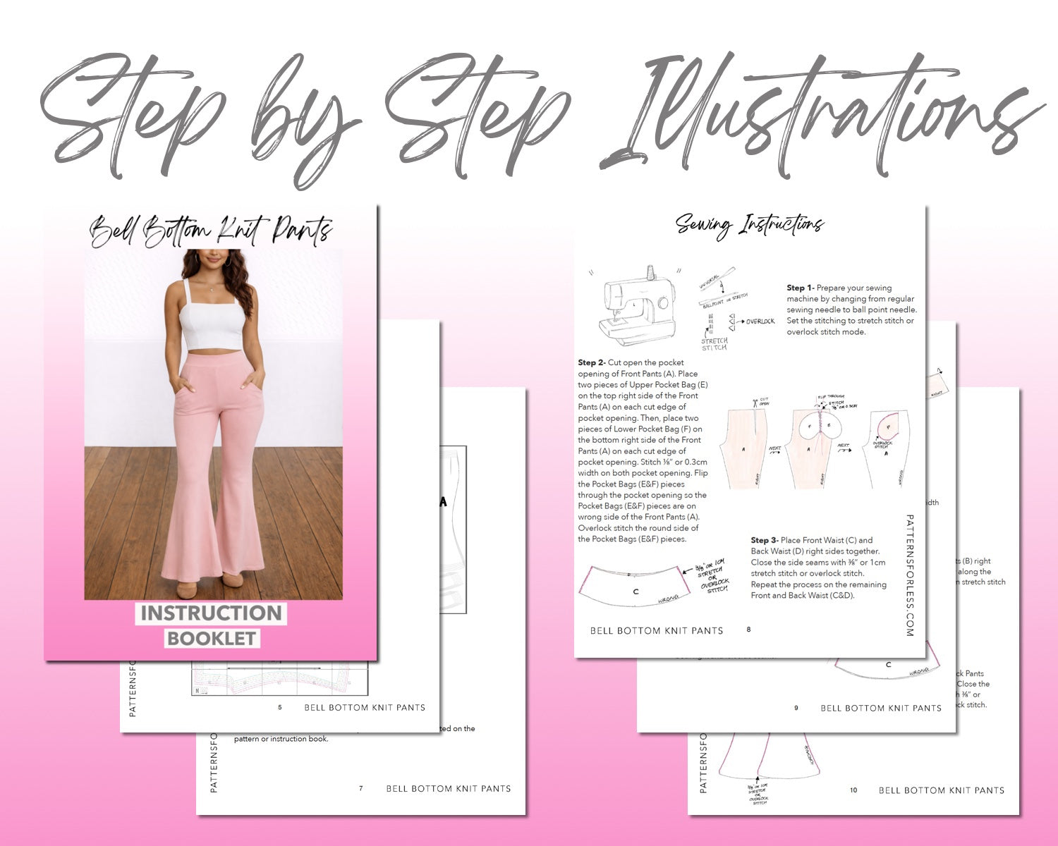 High Waist Bell Bottom Knit Pants Sewing Pattern – Patterns For Less
