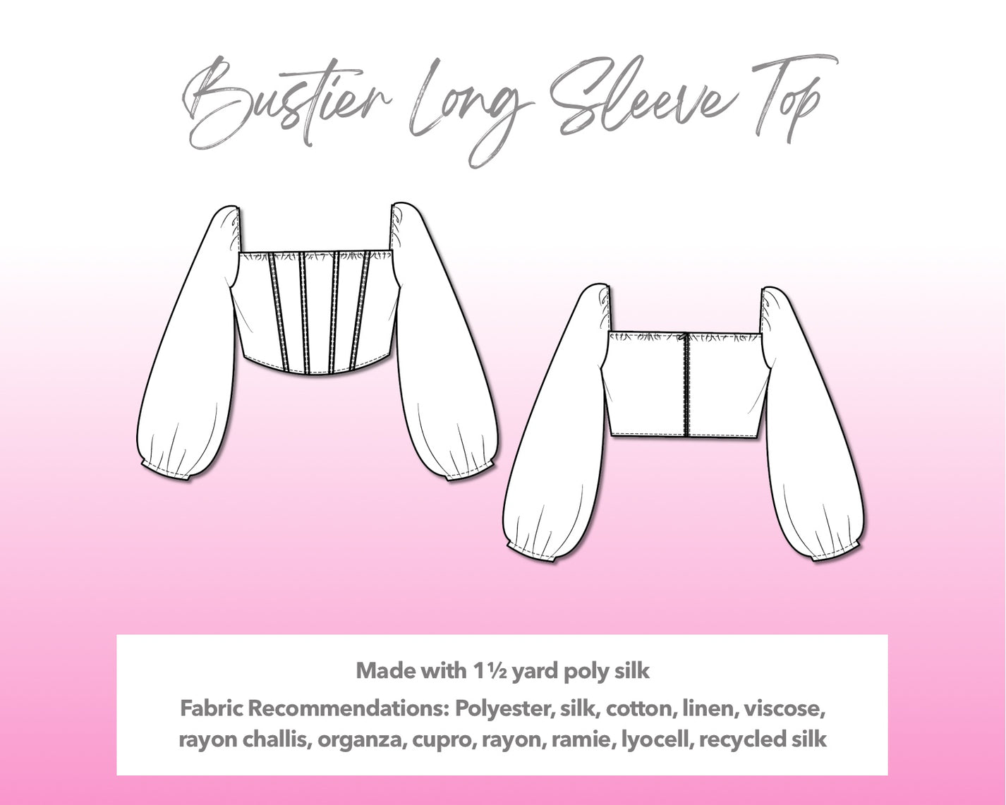 Bustier Square Neck Long Sleeve Top Sewing Pattern – Patterns For Less