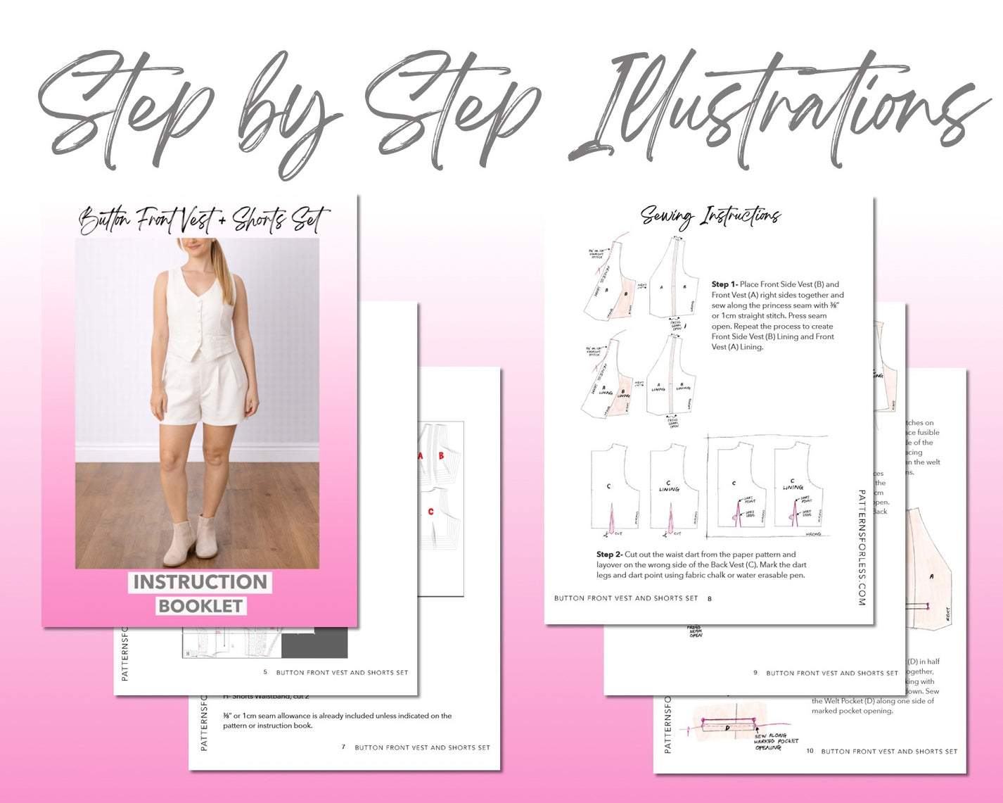 Button Front Vest and Shorts Set Sewing Pattern – Patterns For Less