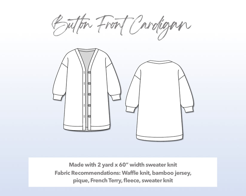 Button Front Cardigan Sewing Pattern – Patterns For Less