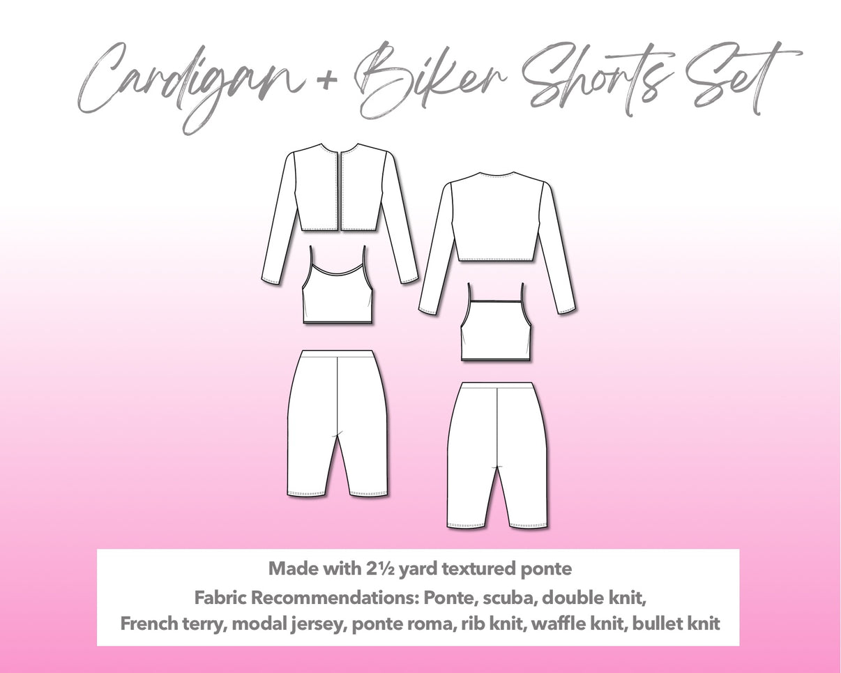 Cardigan and Biker Shorts Set Sewing Pattern – Patterns For Less