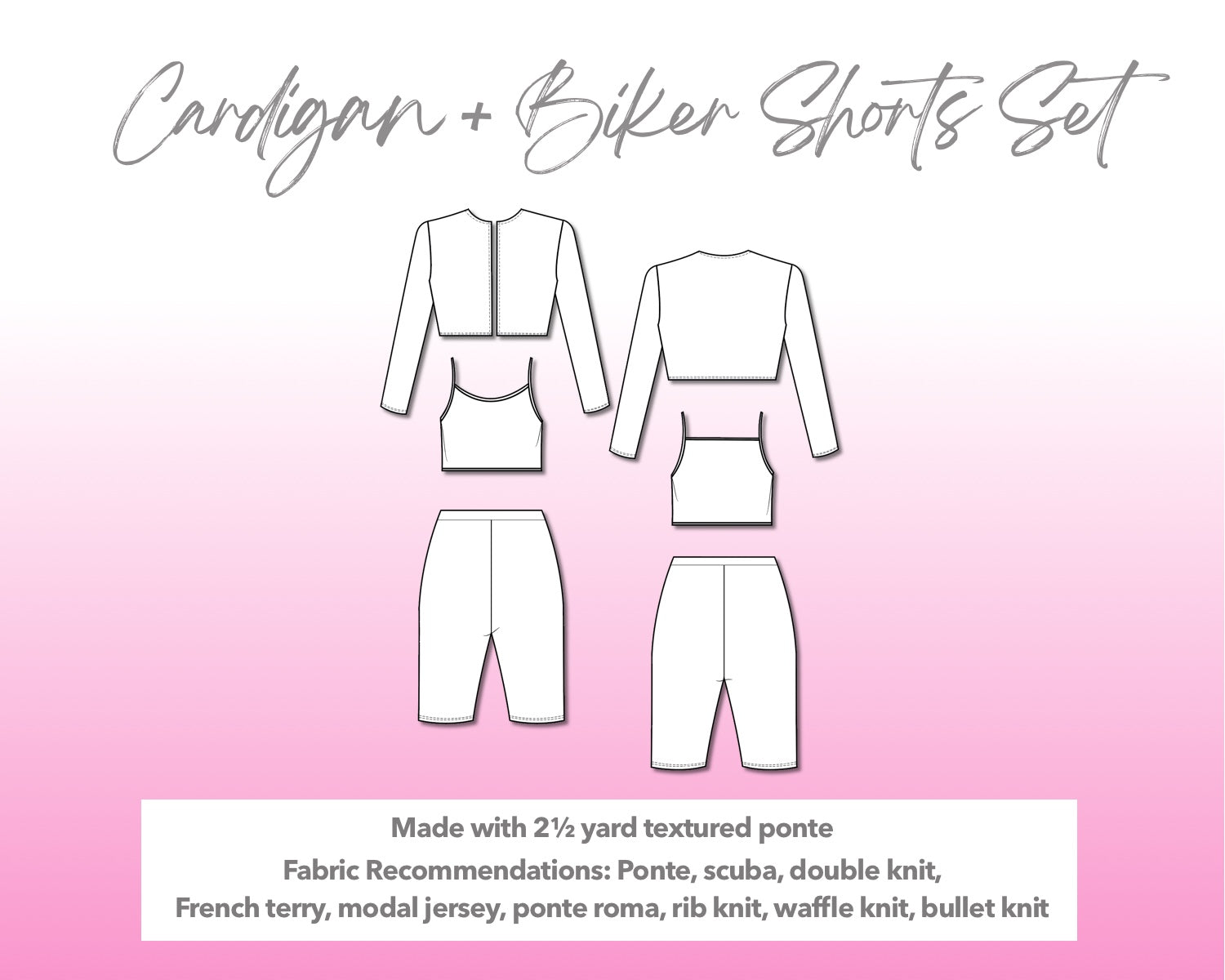 Cardigan and Biker Shorts Set Sewing Pattern – Patterns For Less