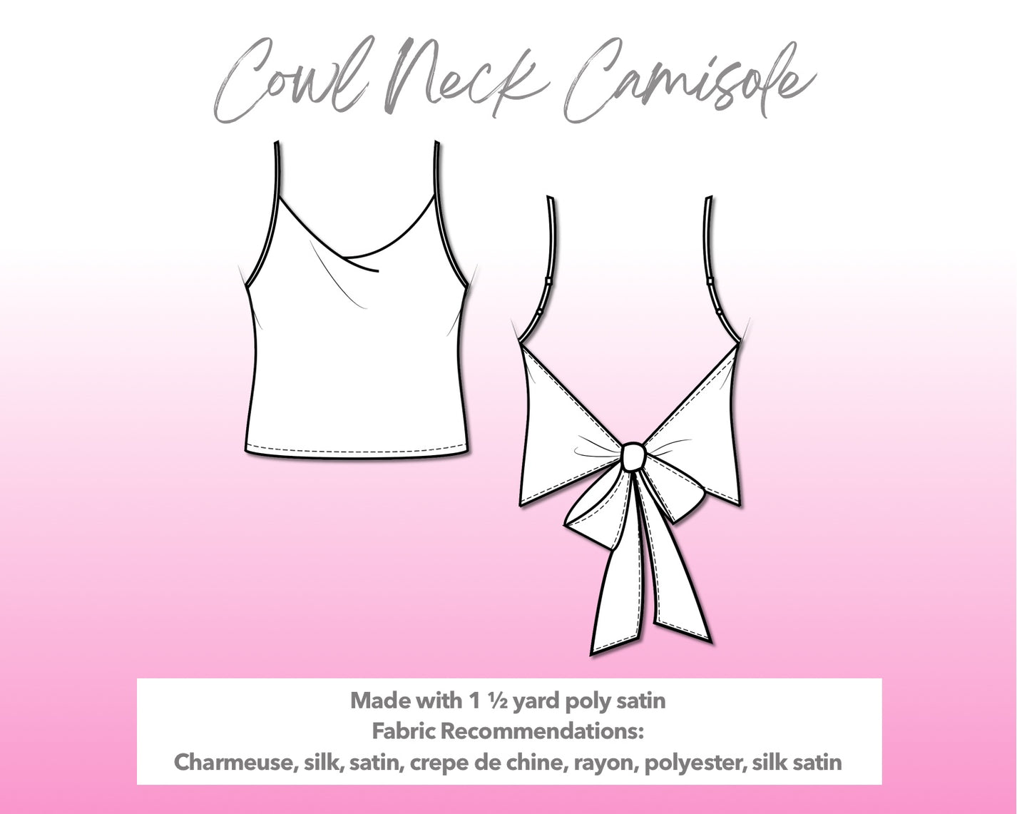 Cowl Neck Back Tie Cami Top Sewing Pattern – Patterns For Less