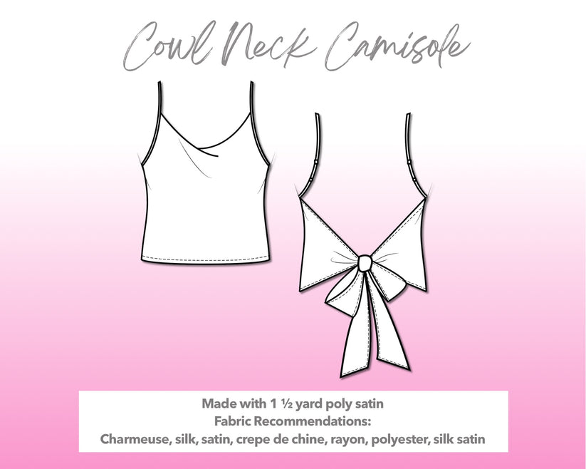Cowl Neck Back Tie Cami Top Sewing Pattern – Patterns For Less