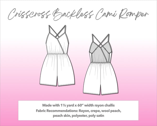 Crisscross Backless Cami Romper Sewing Pattern – Patterns For Less