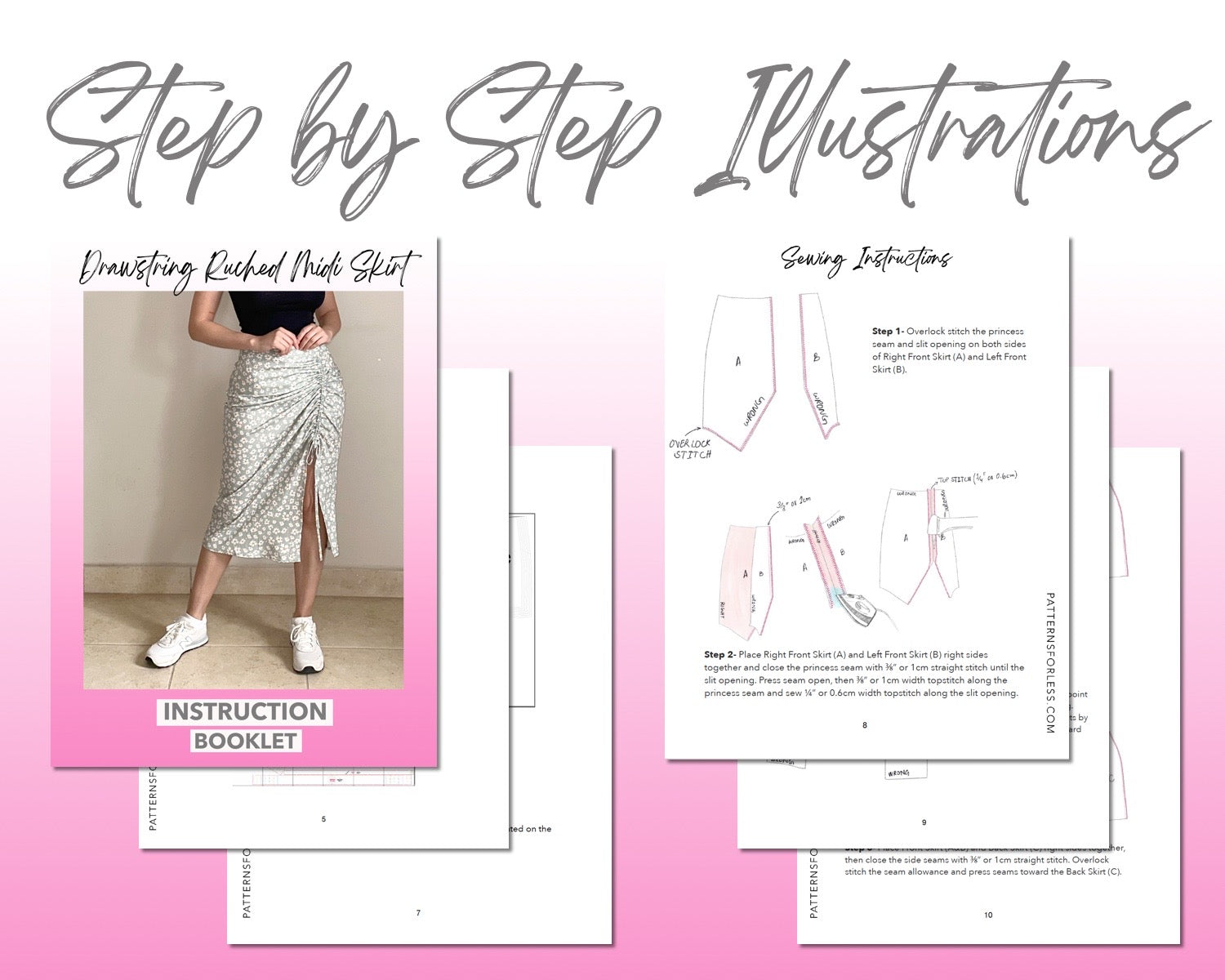 Drawstring Ruched Midi Skirt Sewing Pattern – Patterns For Less