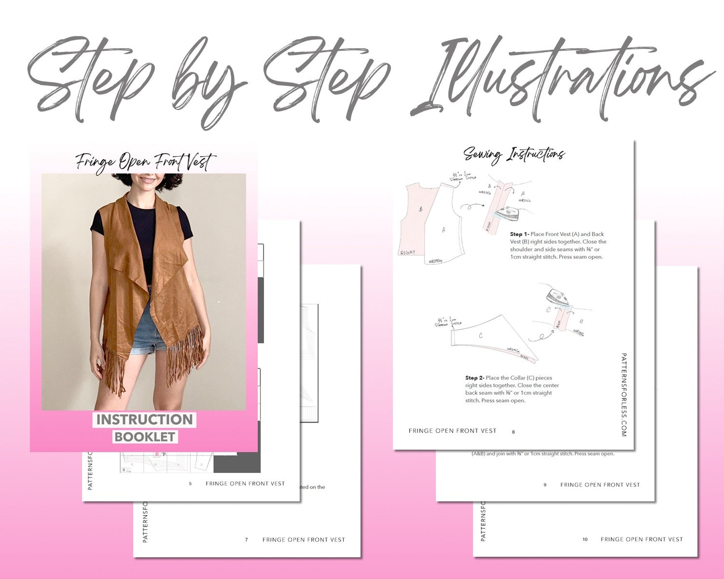 Fringe Open Front Vest Sewing Pattern – Patterns For Less