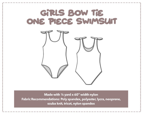 Girls Bow Tie One PIece Swimsuit Sewing Pattern – Patterns For Less