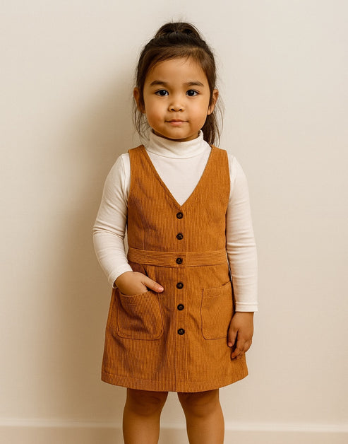 Girls Button Down Overall Dress Sewing Pattern – Patterns For Less