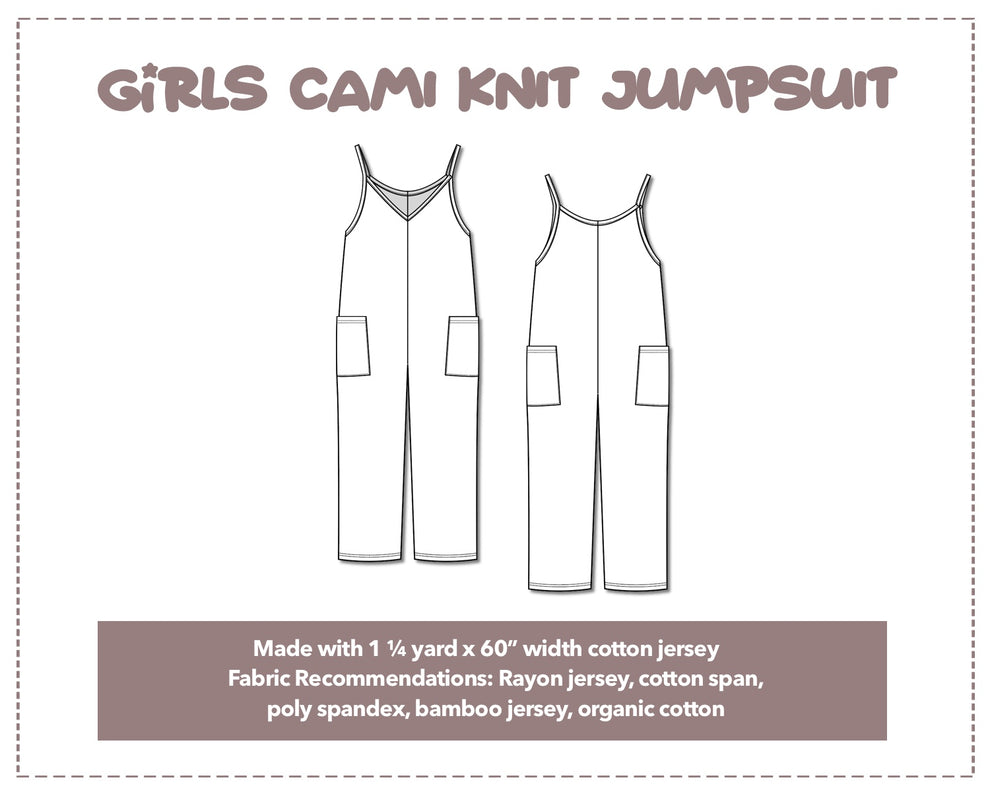 Girls Cami Knit Jumpsuit Sewing Pattern – Patterns For Less