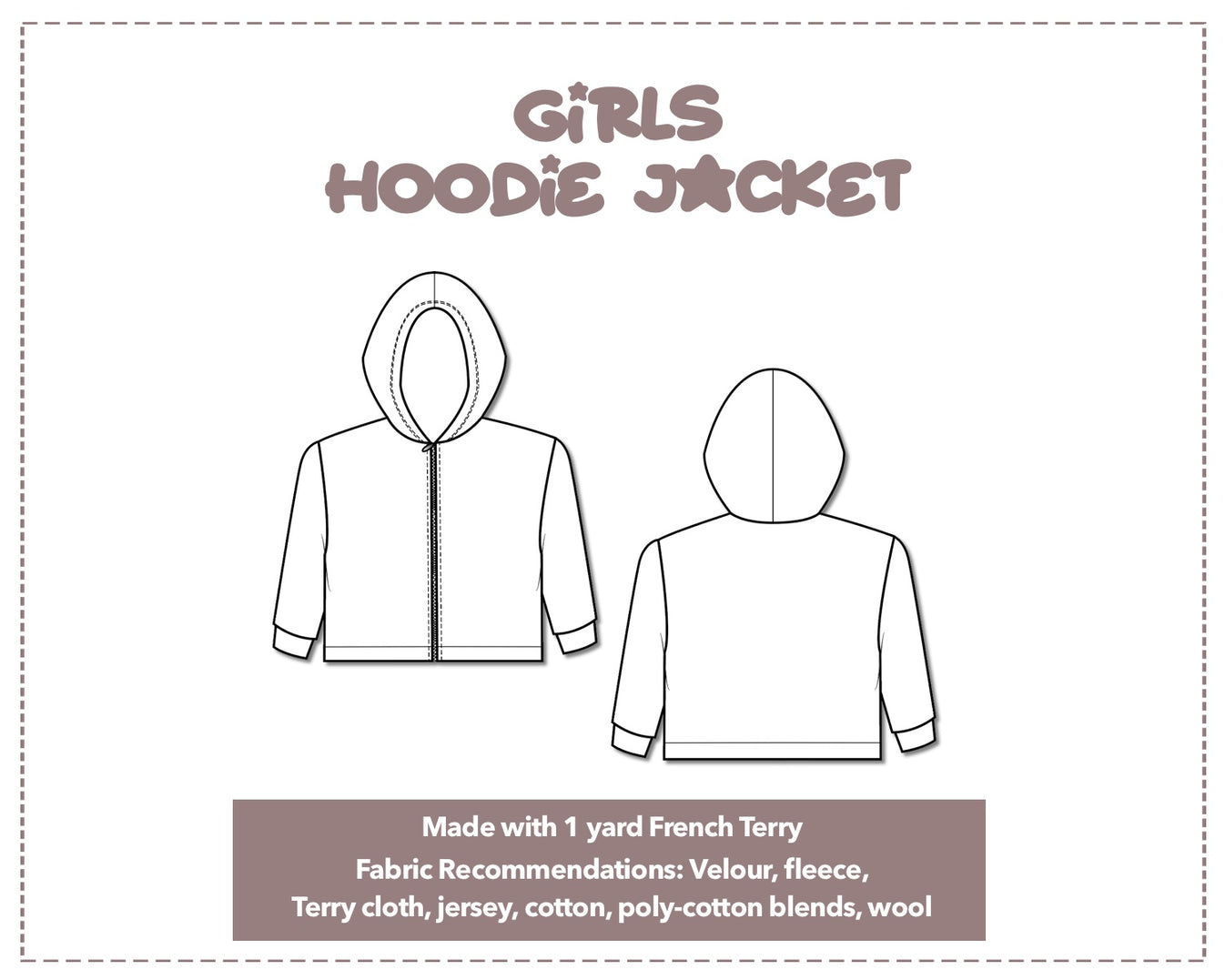 Girls Zip Up Hoodie Jacket Sewing Pattern – Patterns For Less