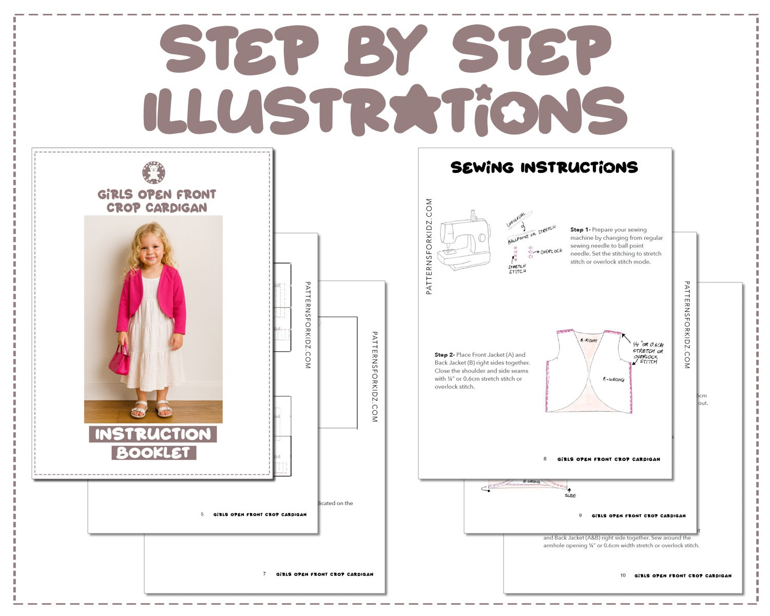 Girls Open Front Crop Cardigan Sewing Pattern – Patterns For Less