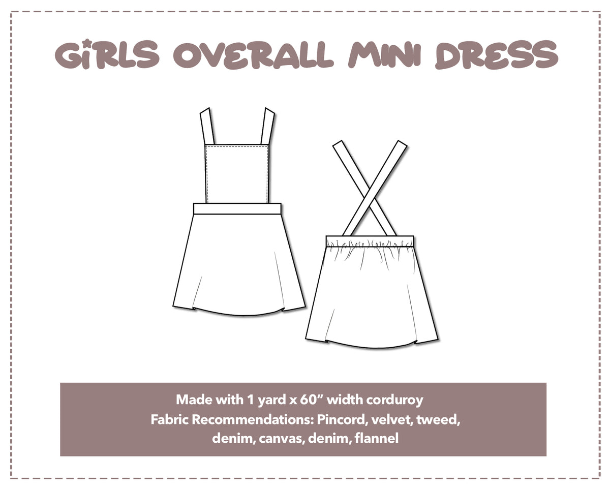 Girls Overall Mini Dress Sewing Pattern – Patterns For Less