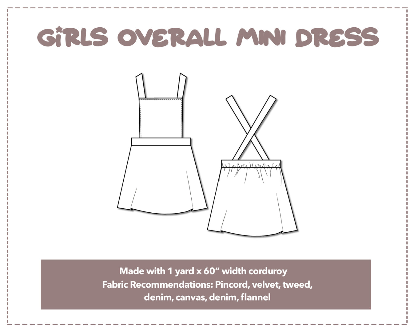 Girls Overall Mini Dress Sewing Pattern – Patterns For Less