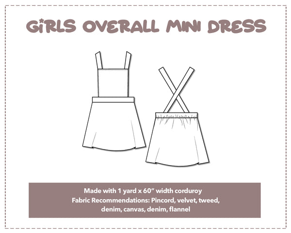 Girls Overall Mini Dress Sewing Pattern – Patterns For Less