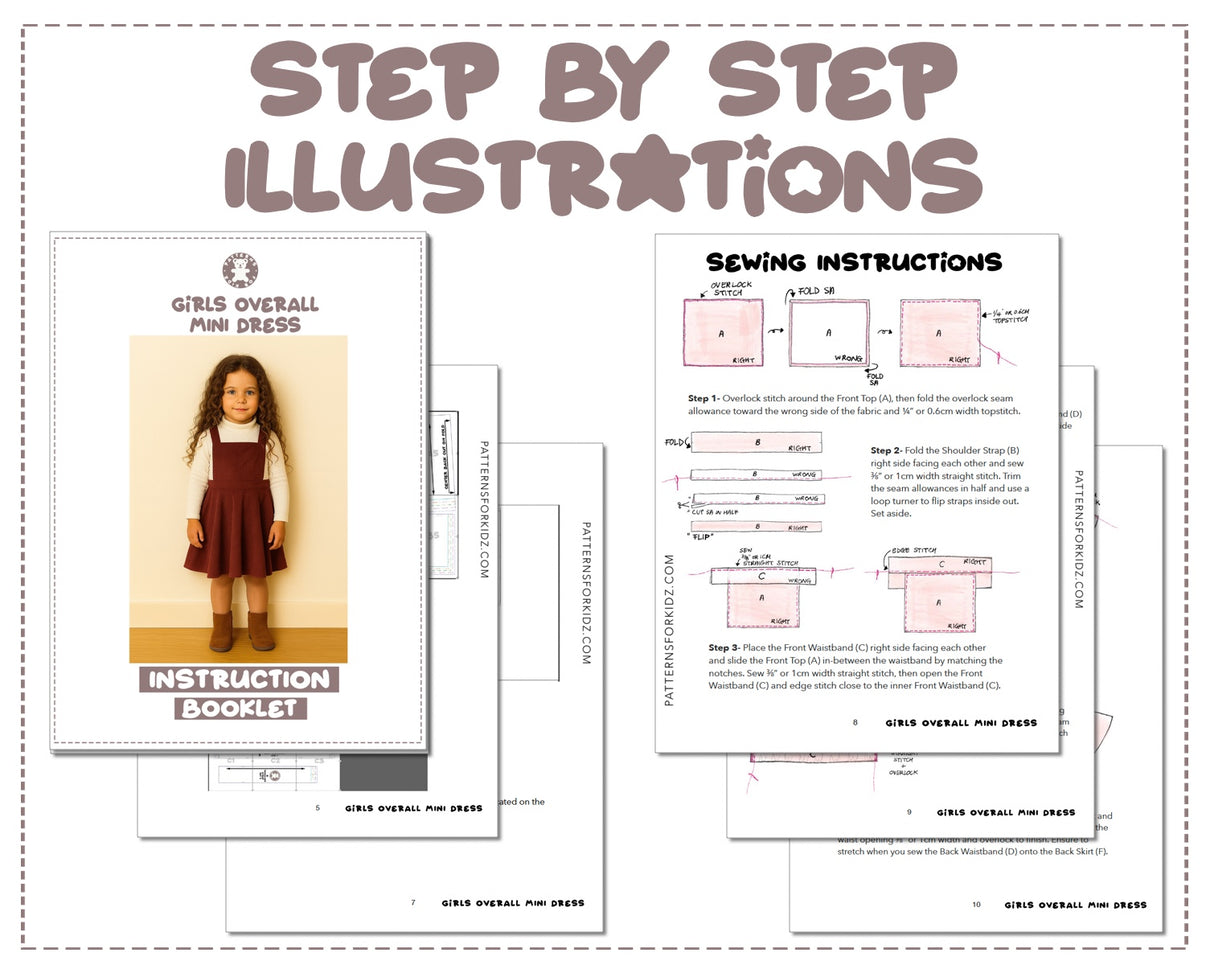 Girls Overall Mini Dress Sewing Pattern – Patterns For Less
