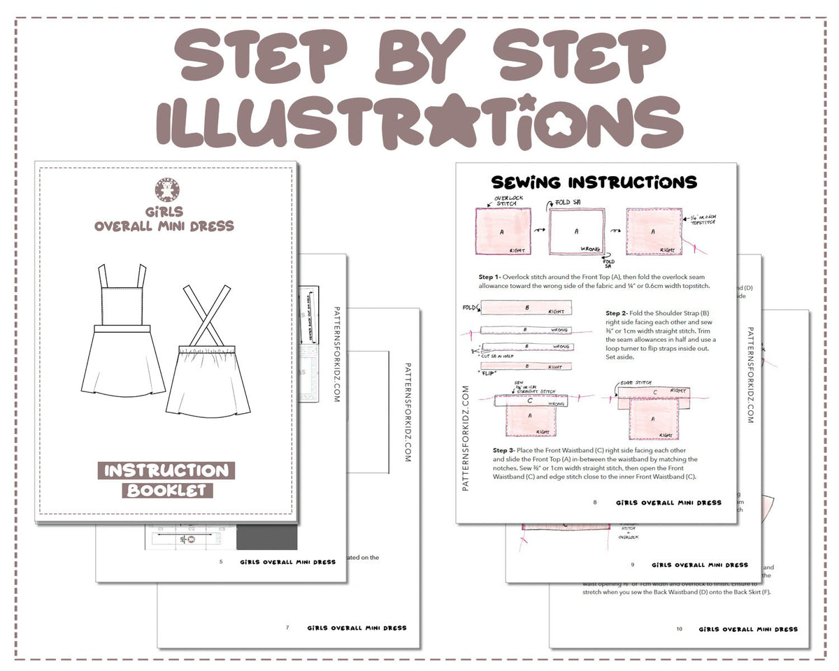Girls Overall Mini Dress Sewing Pattern – Patterns For Less