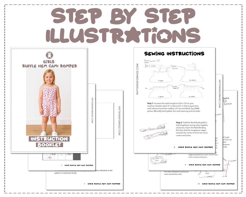 Girls Ruffle Hem Cami Romper Sewing Pattern – Patterns For Less