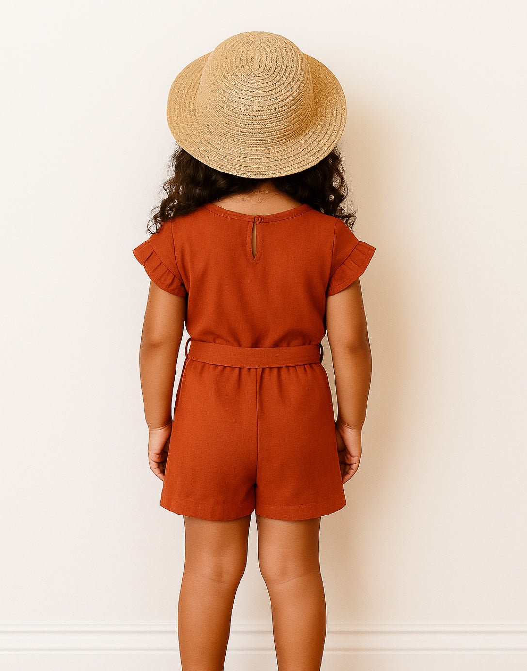 Girls Ruffle Sleeve Belted Romper Sewing Pattern – Patterns For Less