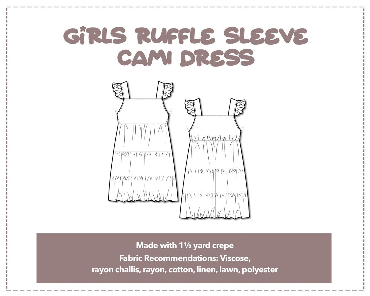 Girls Ruffle Sleeve Cami Dress Sewing Pattern – Patterns For Less