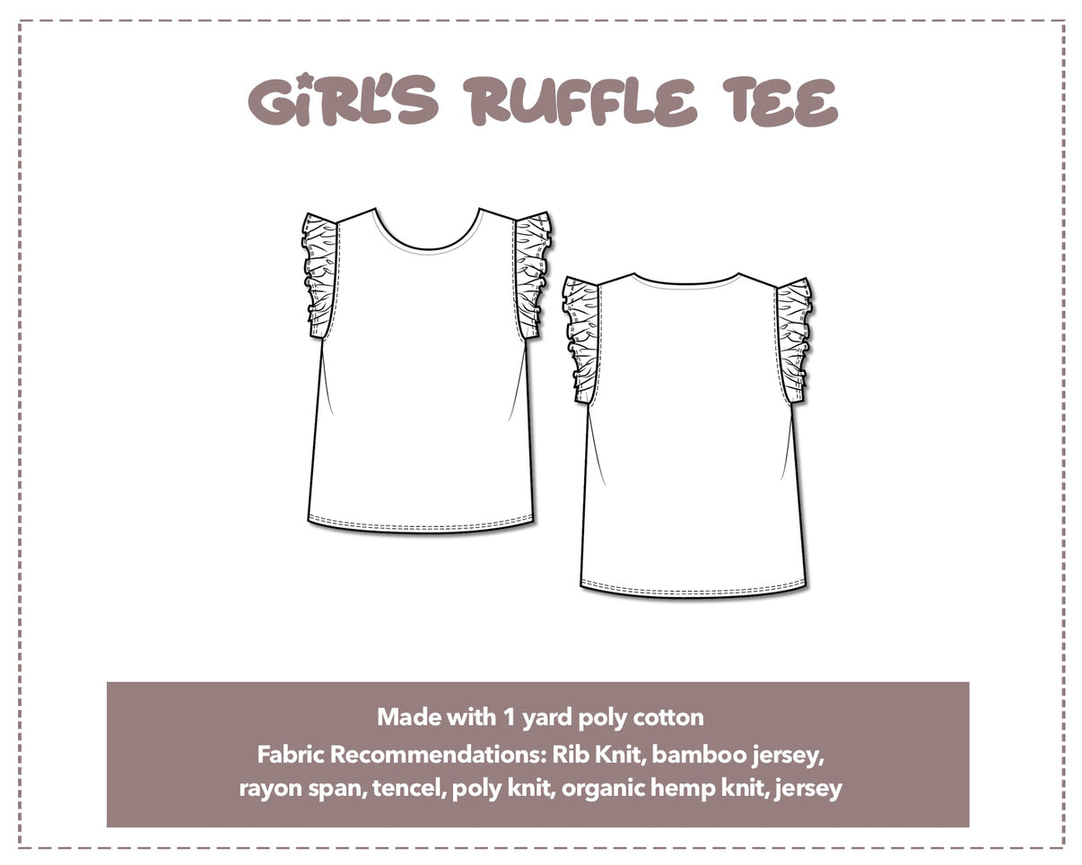 Girls Ruffle Tee Blouse Sewing Pattern – Patterns For Less