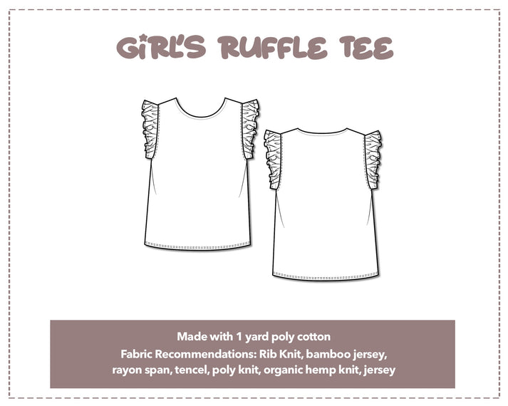 Girls Ruffle Tee Blouse Sewing Pattern – Patterns For Less