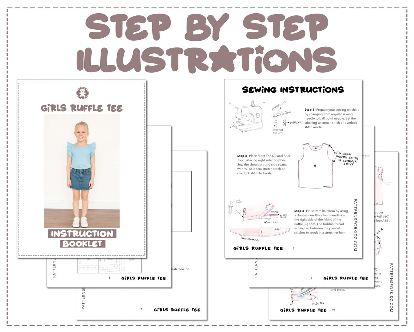Girls Ruffle Tee Blouse Sewing Pattern – Patterns For Less