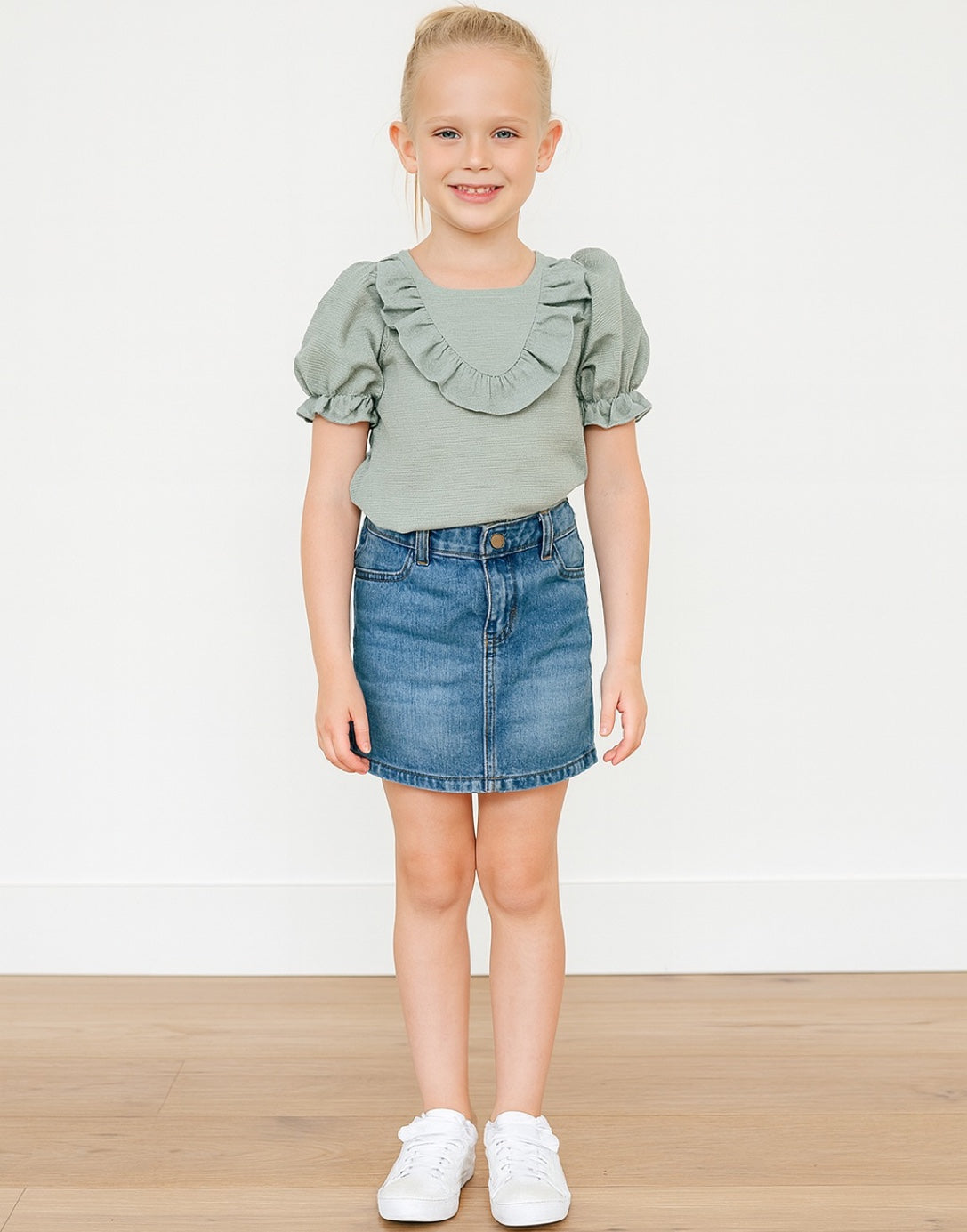 Girls Ruffle Trim Puff Sleeve Blouse Sewing Pattern – Patterns For Less