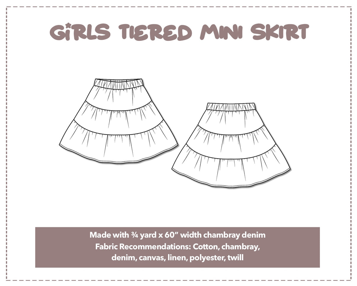 Girls Tiered Mini Skirt Sewing Pattern – Patterns For Less