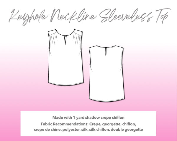Keyhole Neckline Sleeveless Top Sewing Pattern – Patterns For Less